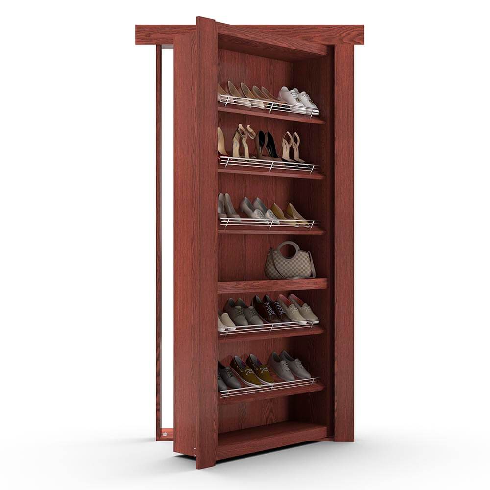 Hidden Flush Mount Oak Shoe Rack Door– Murphy Door