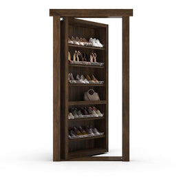 Hidden Flush Mount Walnut Shoe Rack Door– Murphy Door